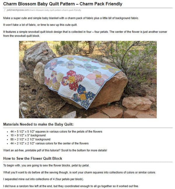 Charm Blossom Baby Quilt - pdf tutorial – Patchwork Posse