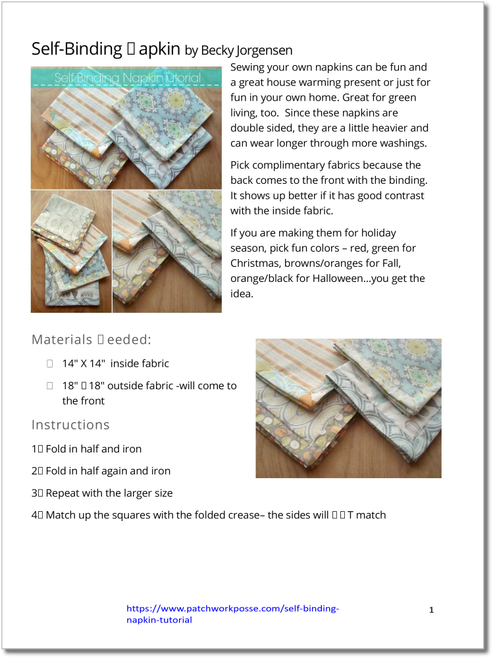 Napkins - pdf tutorial – Patchwork Posse
